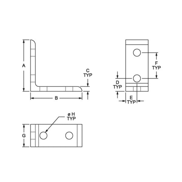 80/20 | 25 Series 4 Hole Inside Corner Bracket | 25-4115 - TECO Technology