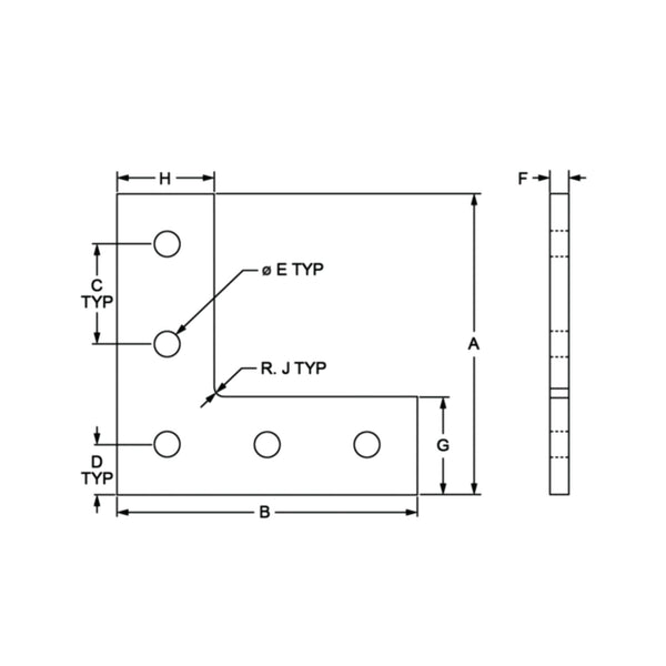 80/20 | 25 Series 5 Hole L Flat Plate | 25-4081 - TECO Technology