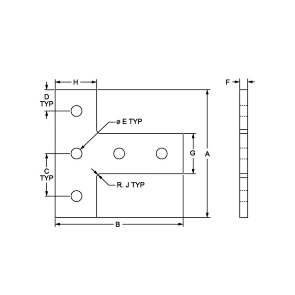 80/20 | 40 Series 5 Hole T Flat Plate | 40-4480 - TECO Technology