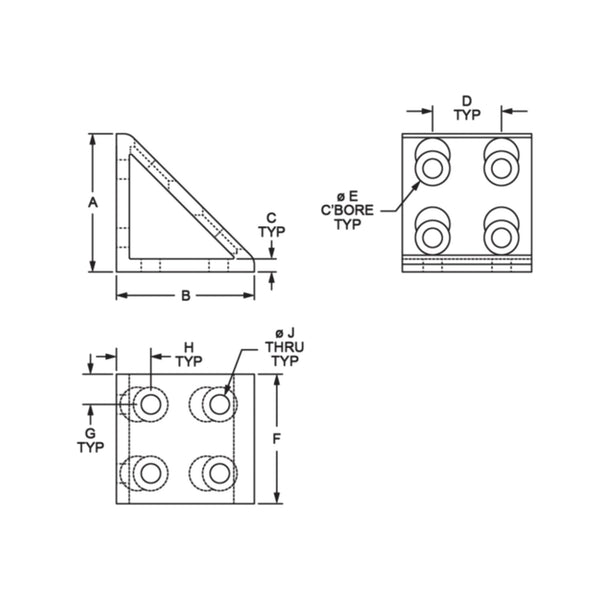 80/20 | 40 Series 8 Hole - Gusseted Inside Corner Bracket | 40-4338 ...